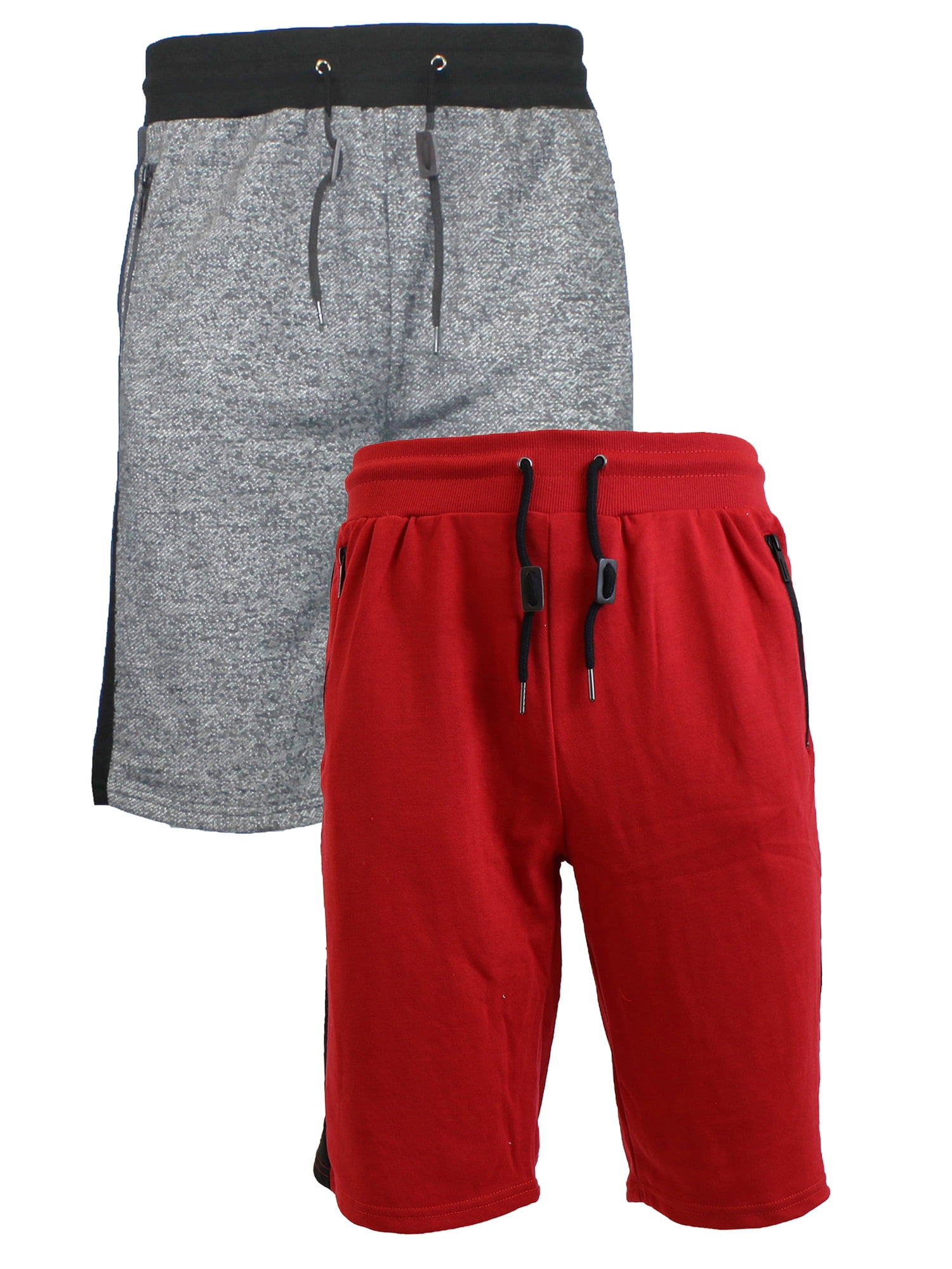 GBH Men's French-Terry Shorts with Side Trim & Zipper Pockets (2-Pack ...