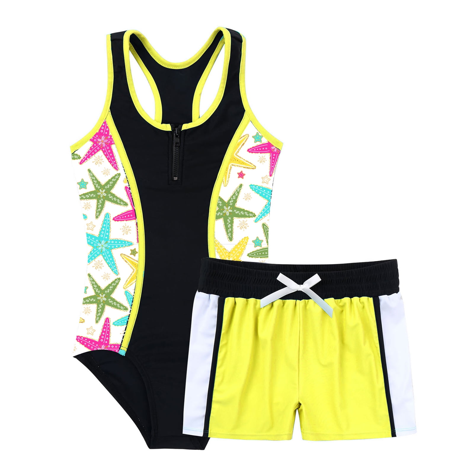 MSemis Kids Girls 2 Piece Tankini Set Rash Guard One-piece Swimsuit ...