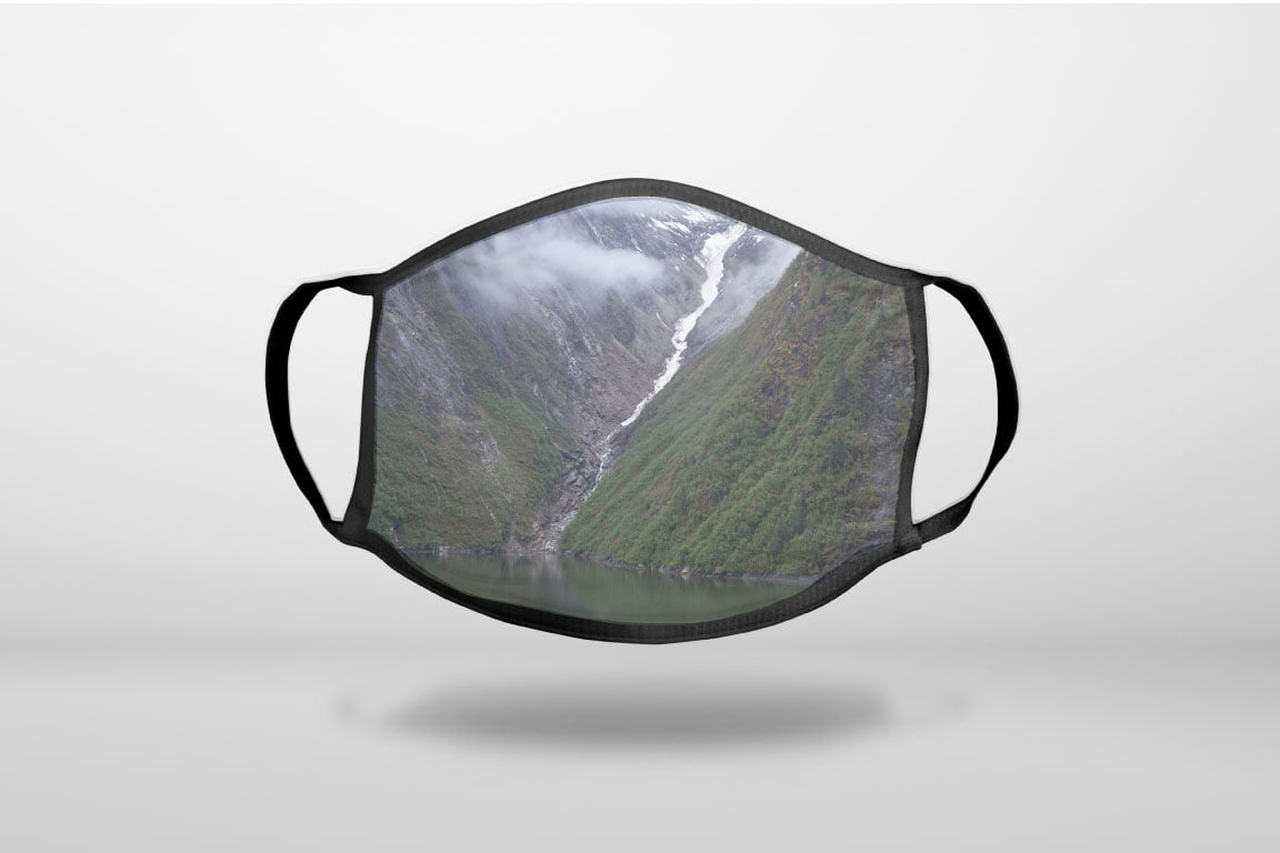 Tracy Arm Fjord Waterfall - 3-Ply Reusable Soft Face Mask Covering ...