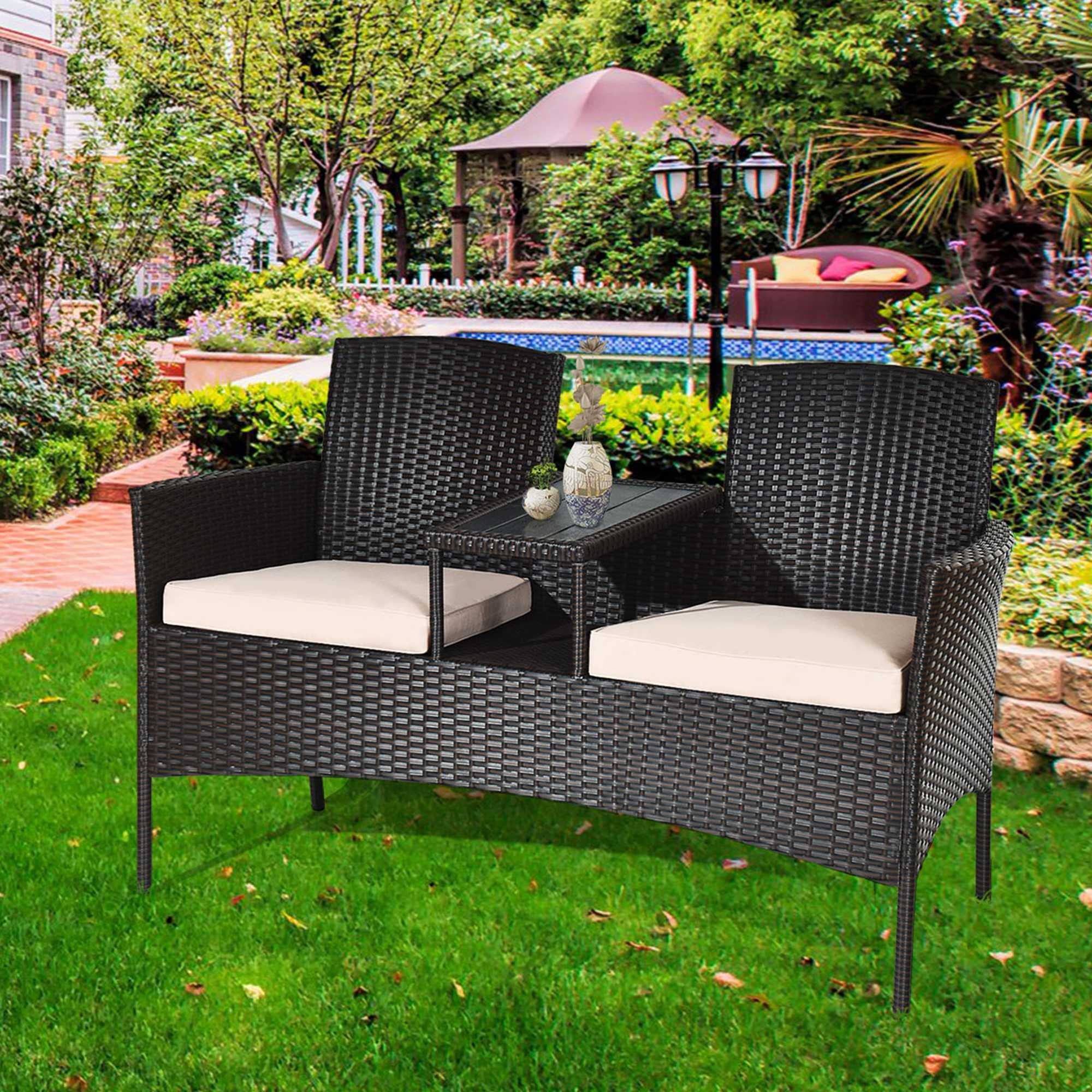 Click here for Costway Patented Patio Rattan Chat Set Loveseat So... prices