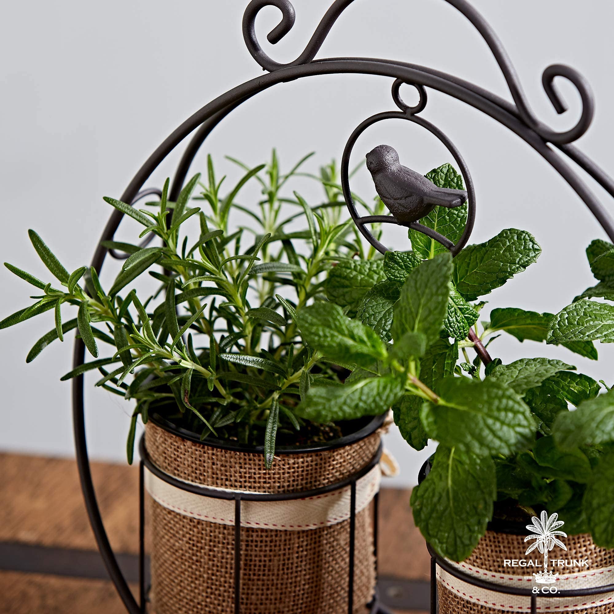 Regal Trunk 2 Pot Plant Stand and Pillar Candle Holder – Rustic Indoor ...