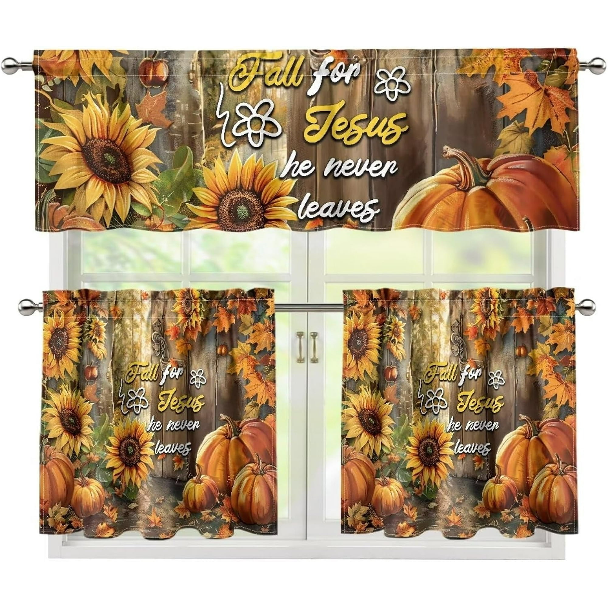 Click here for Feisina Sunflowers Pumpkin Kitchen Curtains Tiers... prices