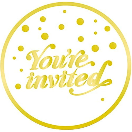 gold Round You are Invited Stickers,Wedding Stickers for Envelopes,Save ...