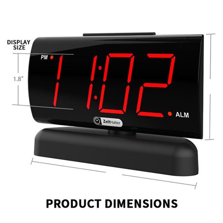 Digital Alarm Clock Bedside LED Clock 90 Degree Digital Clock Rotating ...