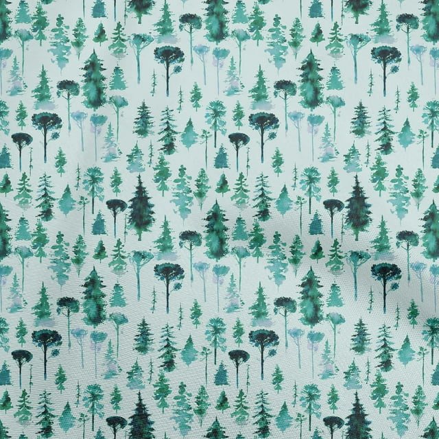 oneOone Silk Tabby Teal Green Fabric Tree Quilting Supplies Print ...