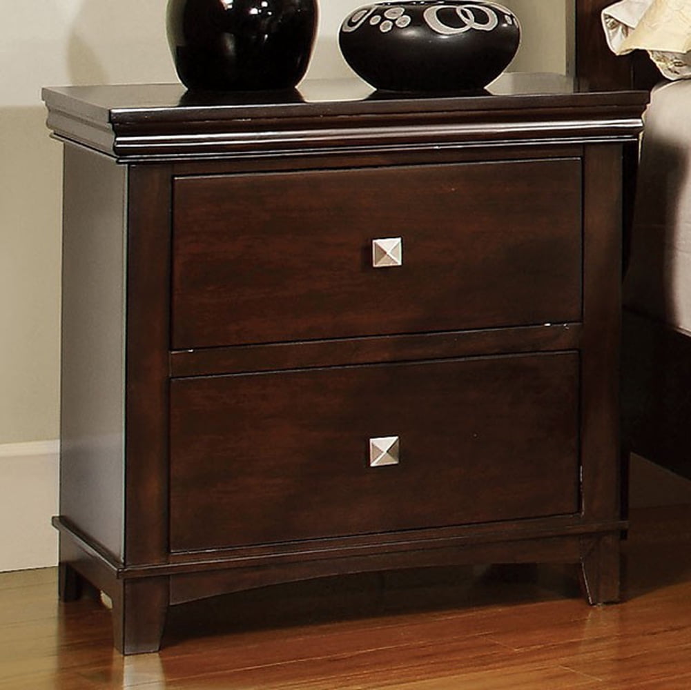 Benzara Pebble Transitional Nightstand, Espresso Finish - Walmart.com ...
