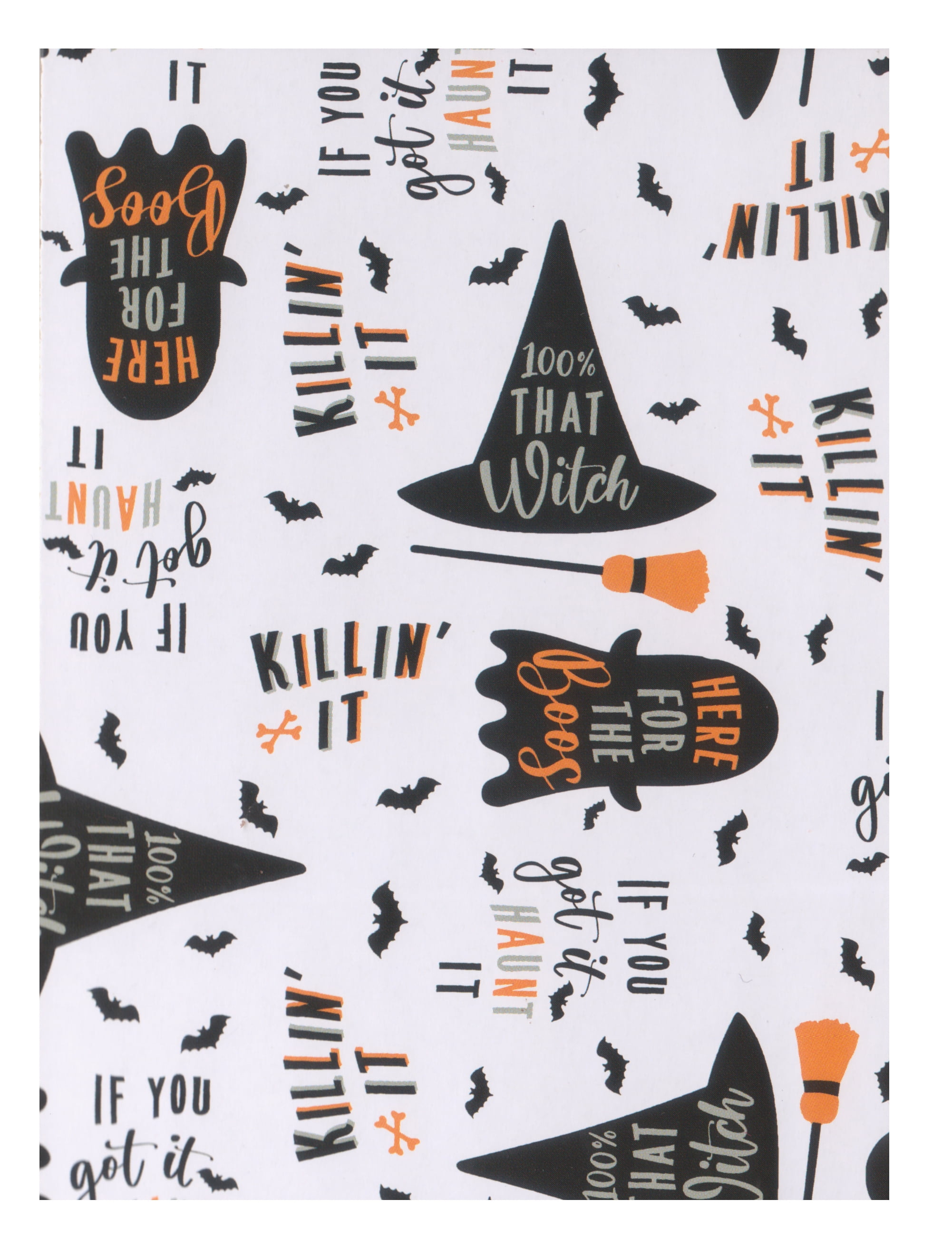 Halloween PEVA Vinyl Tablecloth with Flannel Backing Icons and Words in ...