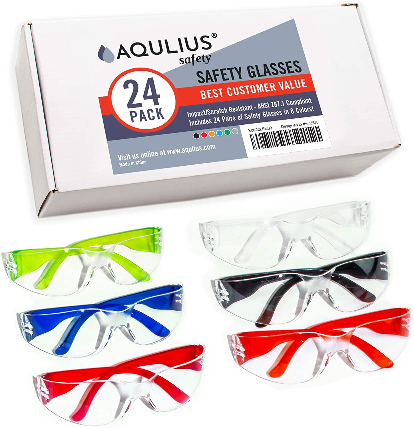 Aqulius 24 Pack Crystal Clear Eye Protection Safety Glasses for ...