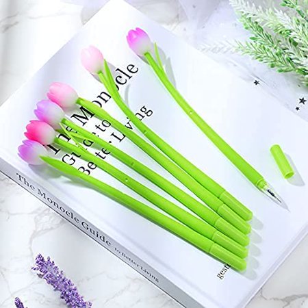 TESNN Color Changing Flower Pens Tulip Ballpoint Pens 0.5 mm Creative ...