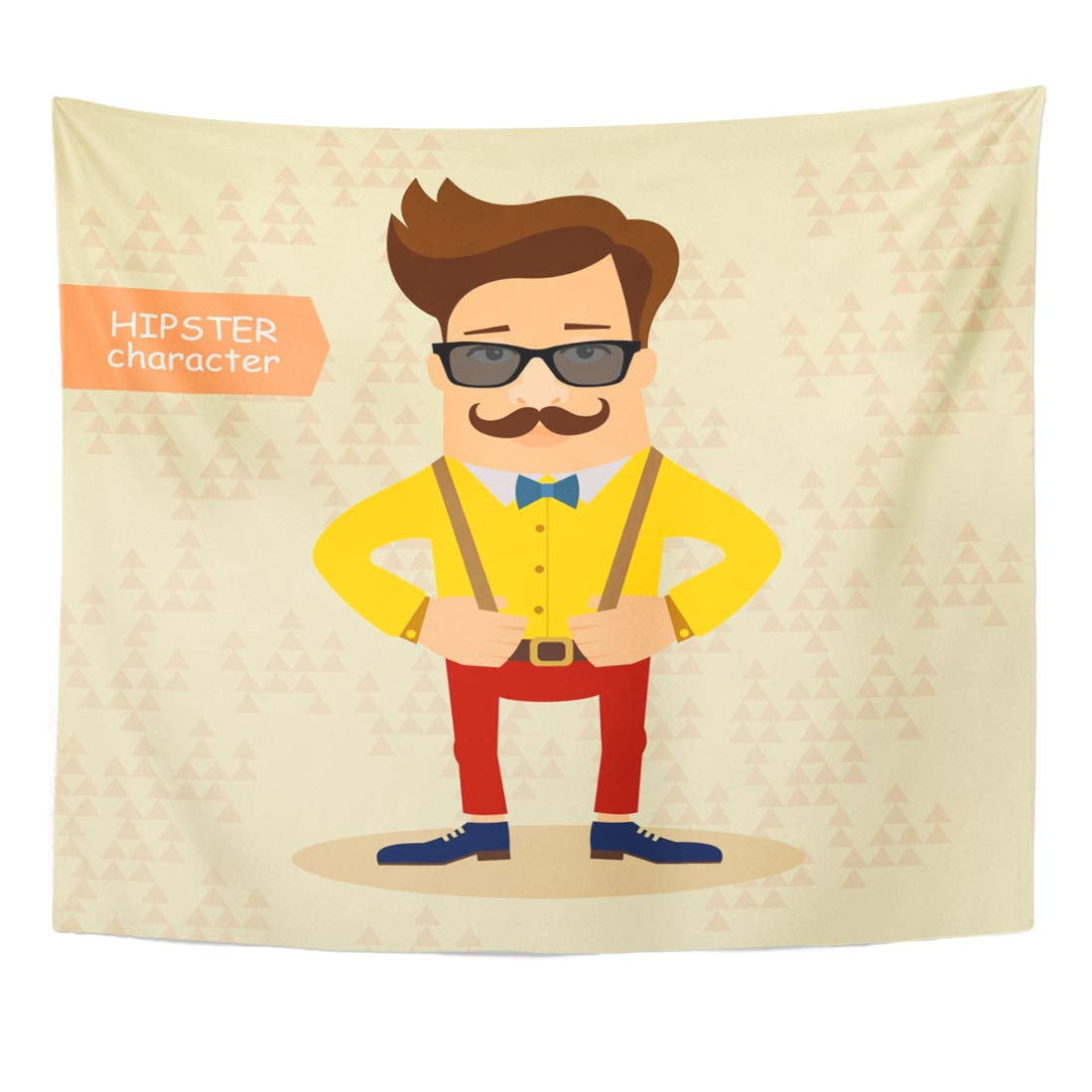 UFAEZU Geek Man Hipster Cartoon Character Vintage Geeky Beard Bow Wall ...