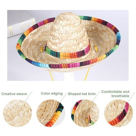 5Pcs Mexican Straw Hats Natural Sun Hat Mexican Straw Sun Hats ...