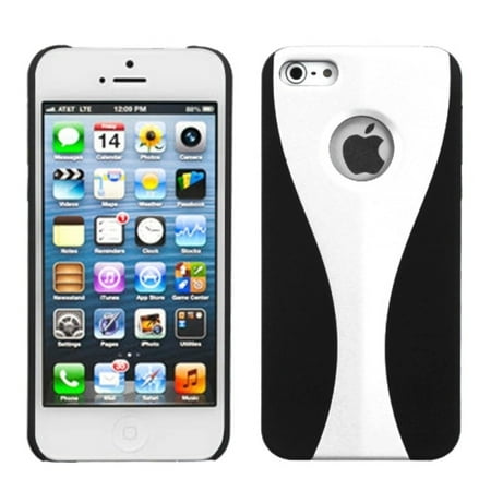 Insten White/Black Rubber Wave Back Cover Case For Apple iPhone SE 5 5G ...
