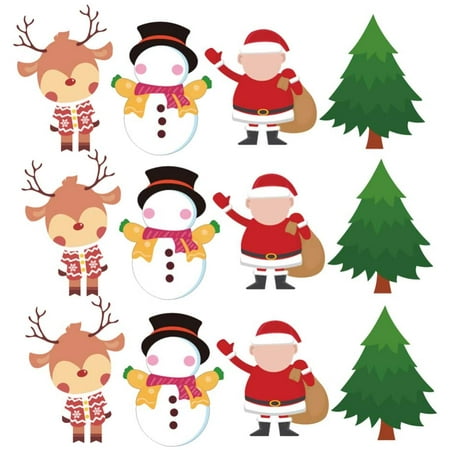 HTCM 24 Sheets Christmas Make A Face Stickers Christmas Temporary ...