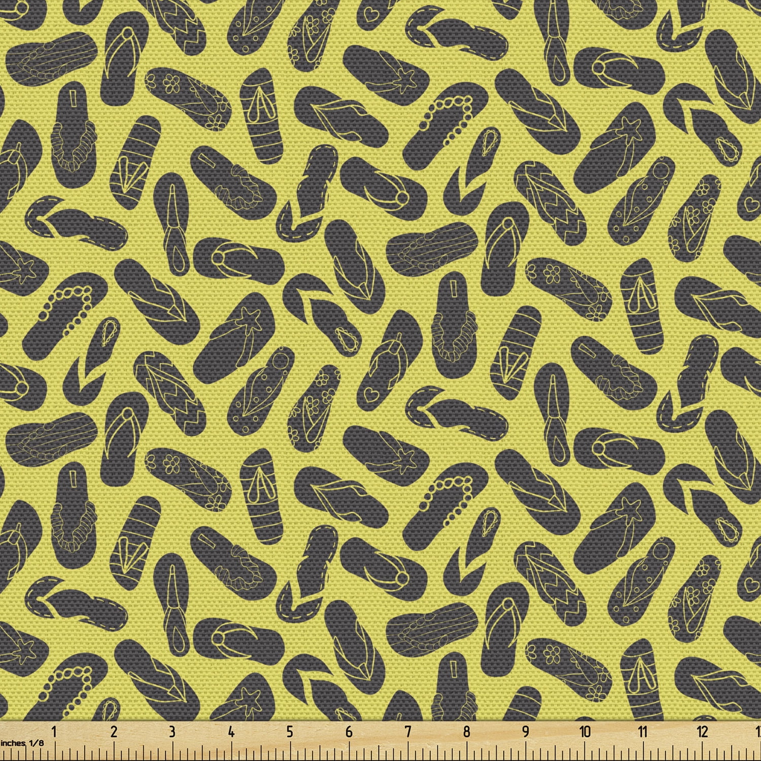 Flip Flop Fabric by the Yard, Hand Drawn Style Simplistic Design of ...