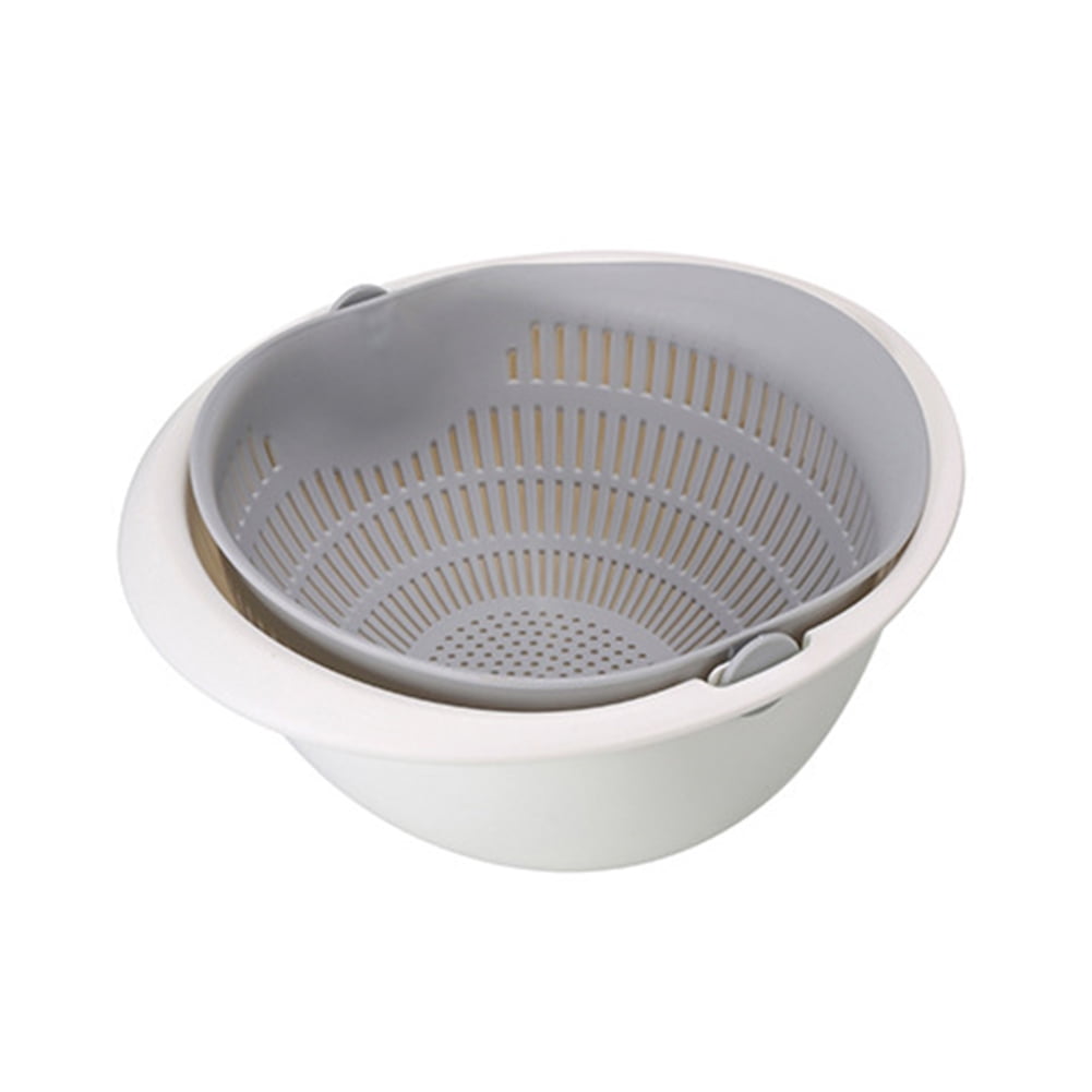 Dual Layer Rice Wash Strainer Kitchen Fruits Vegetable Cleaning ...