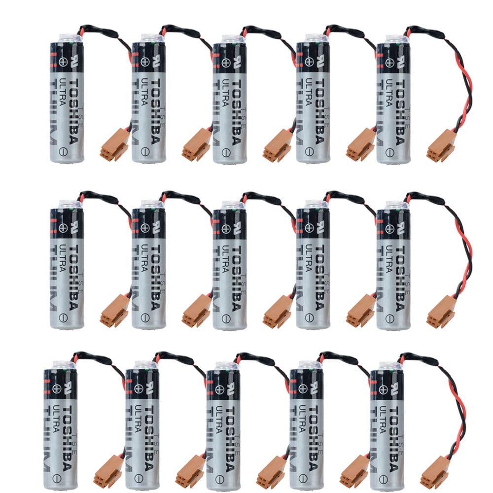 15PCS ER6V 3.6V PLC Battery with Brown Plug 2400mAh Replacement Lithium ...