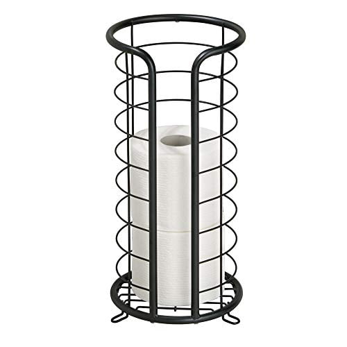 Mdesign Decorative Metal Free Standing Toilet Paper Holder Stand With