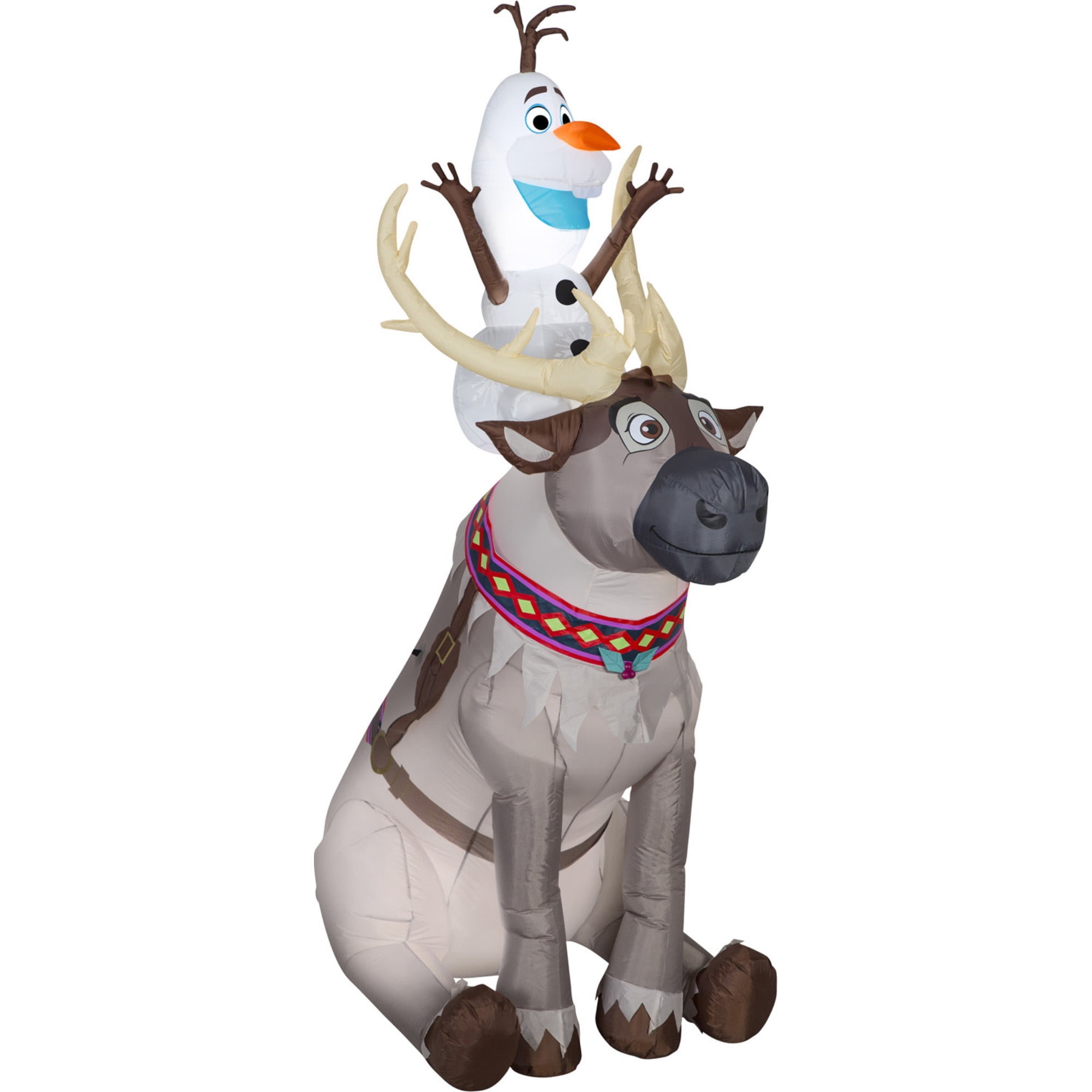 7.5 ft. H Christmas Disney Disney Olaf Sitting on Sven Scene - Walmart.com