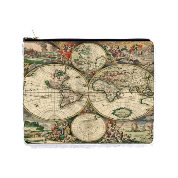 Pencil Pouch Vintage Globe World Maps Holder Pouch Gold / Silver ...