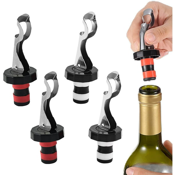 4 Pieces Wine Stopper, Silicone Lever Bottle Stoppers, Wine Bottle ...