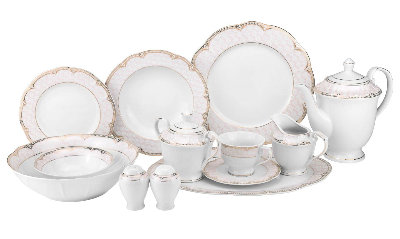 Euro Porcelain 57-pc Banquet Dinnerware Set, Luxury Tableware Dining ...