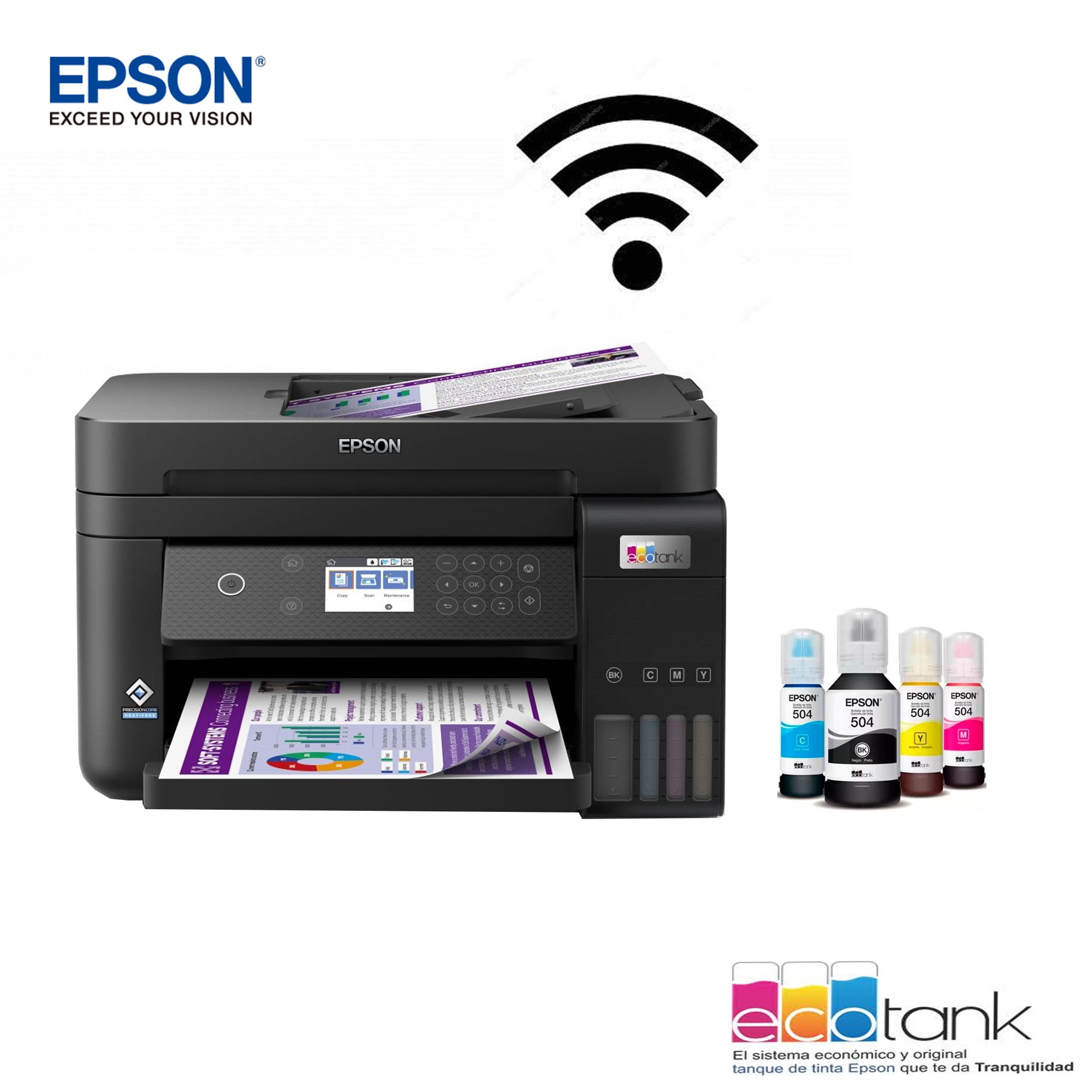 MULTIFUNCIONAL EPSON ECOTANK L6270 + KIT 4 TINTA Epson T504 70ML ...