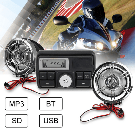 h Motorcycle Handlebar Audio System USB SD FM Radio Stereo MP3 Speakers ...