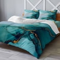 4 Piece Duvet Cover Set Full, Blue Green Marble Texture Soft Breathable ...