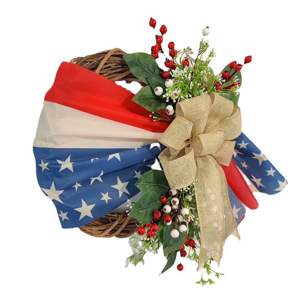 Patriotic Wreaths for Front Door Handmade American Flag Wreath Memorial ...