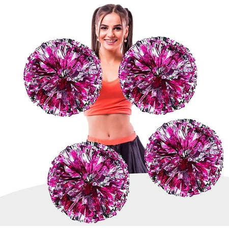 4pcs Metallic Foil Cheerleading Pom Poms, Premium Cheerleader Pompoms ...