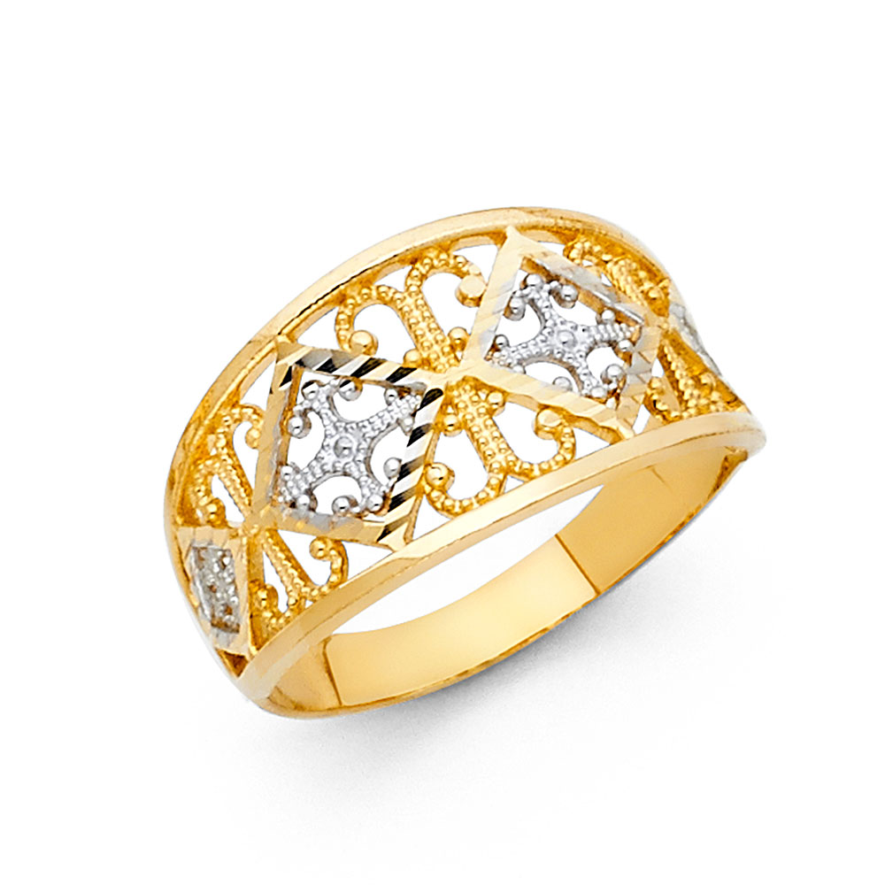 FB Jewels 14K White and Yellow Gold Two Tone Fashion Anniversary Ring ...