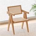 JERFIT Modern Rattan Dining Chairs Set of 2, Natural Wood Kitchen ...