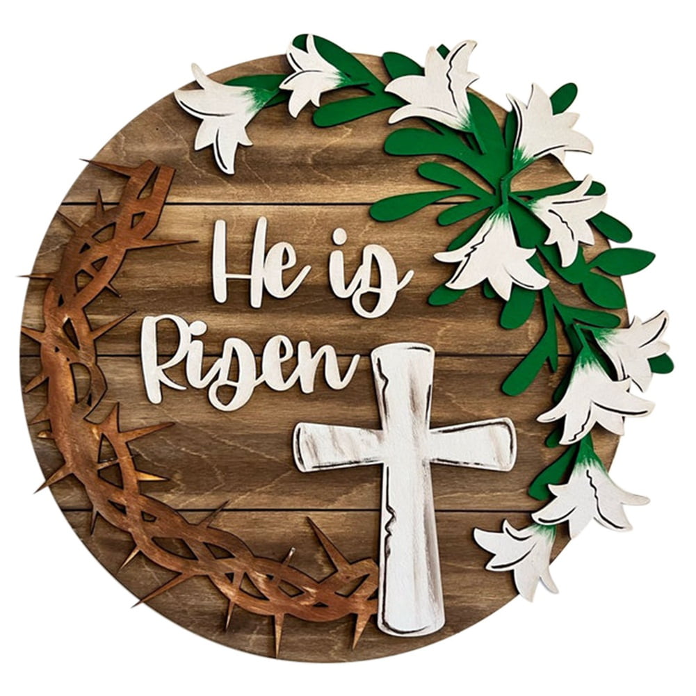 He is Risen Door Sign,Easter Welcome Door Hanger Sign,Easter Religious ...