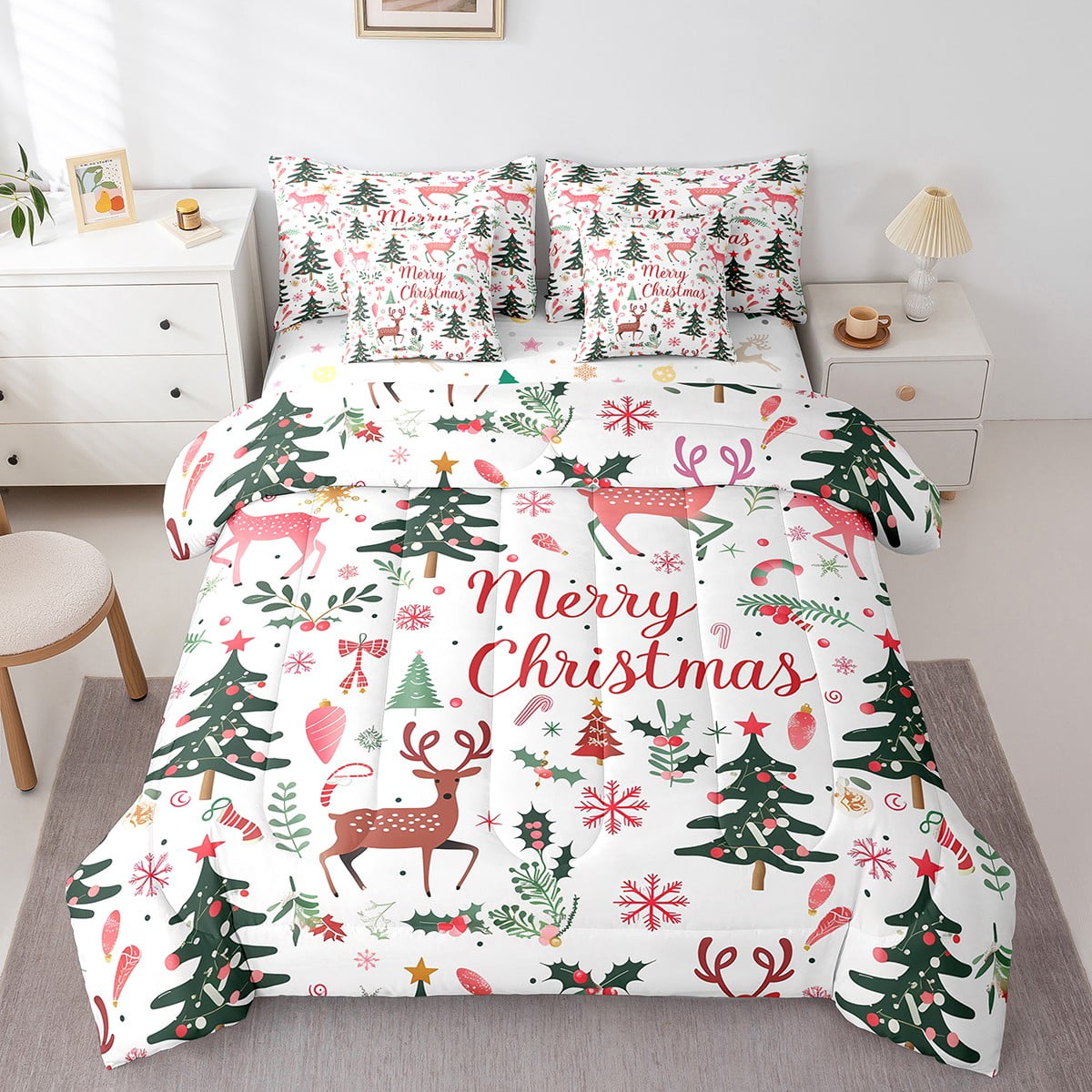 Click here for Yst Christmas Deer 7 Piece Comforter Set With Shee... prices