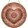 Acrylic Round Hanging Ornament, Vintage Heart Floral Mandala Art ...