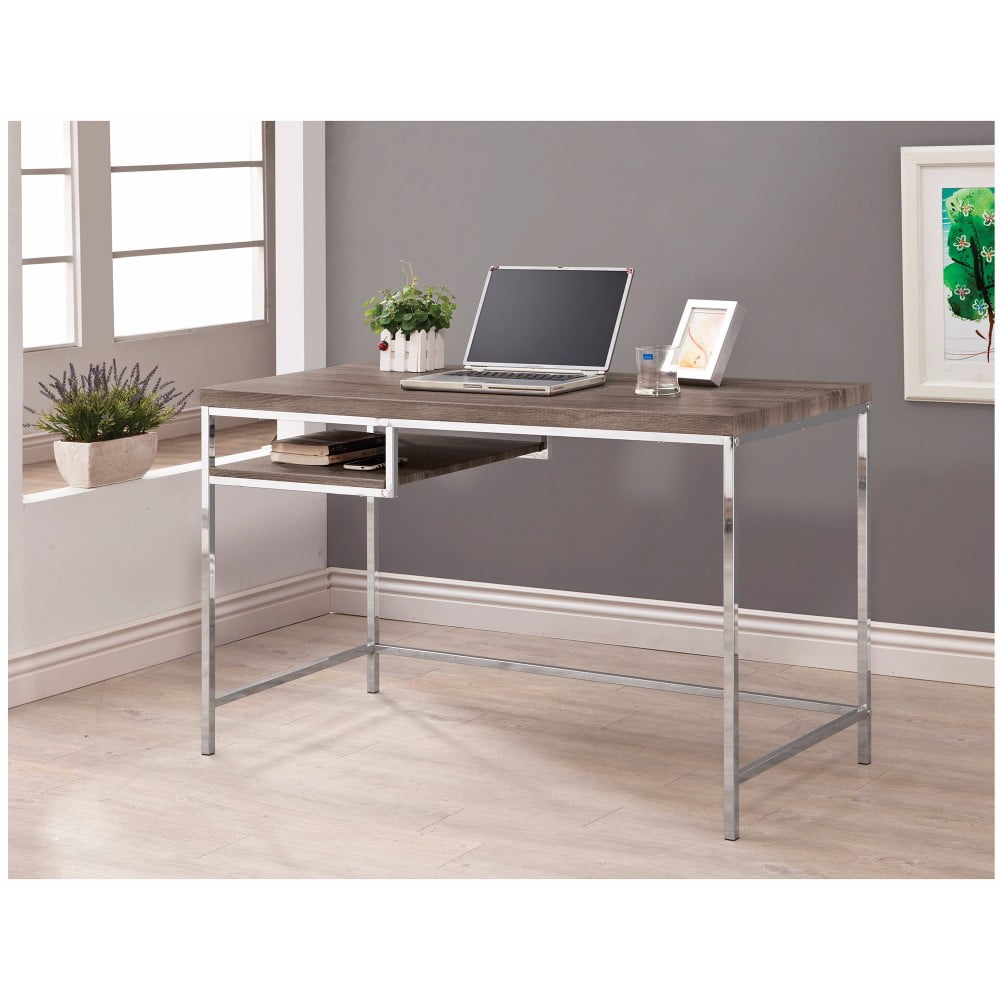 Sleek And Elegant Writing Desk With Shelf, Gray - Walmart.com - Walmart.com