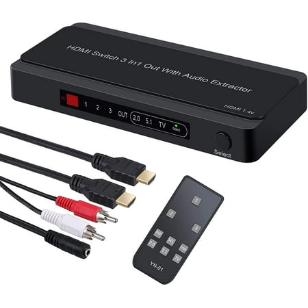 Bmatwk HDMI Switch with Audio Extractor 4K 3D HDMI to HDMI and Optical ...