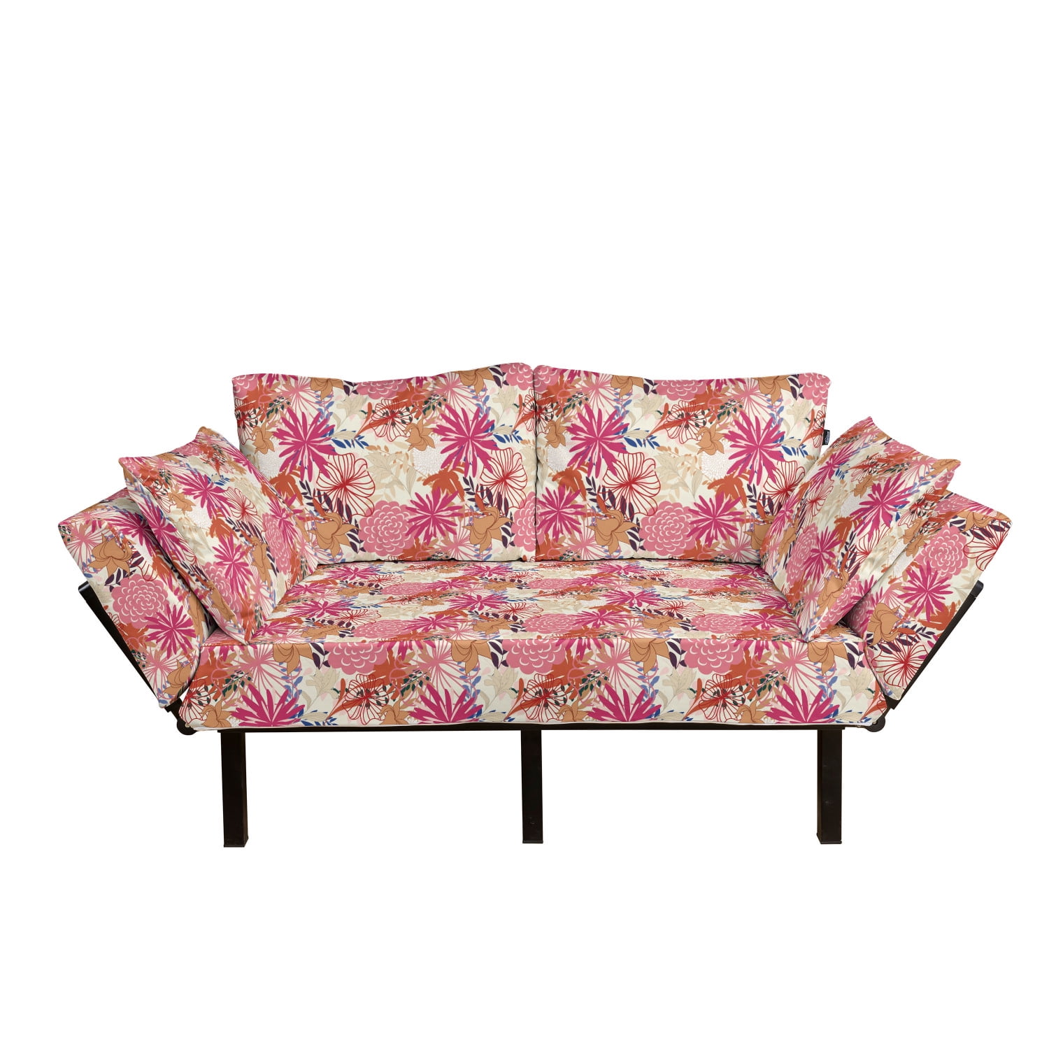 Flower Futon Couch, Vibrant Colored Floral Arrangement Summer Flowers ...
