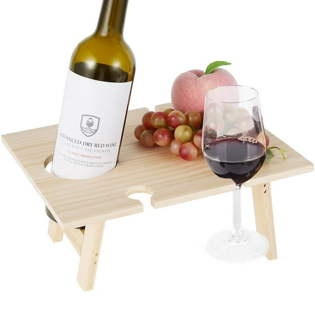 OUSITAID Portable Wine Table Outdoor Folding Wine Table Wooden Wine and ...