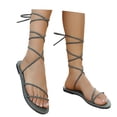 LRen Rope Flat Sandals for Women Strappy Open Toe Thong Sandals Summer ...