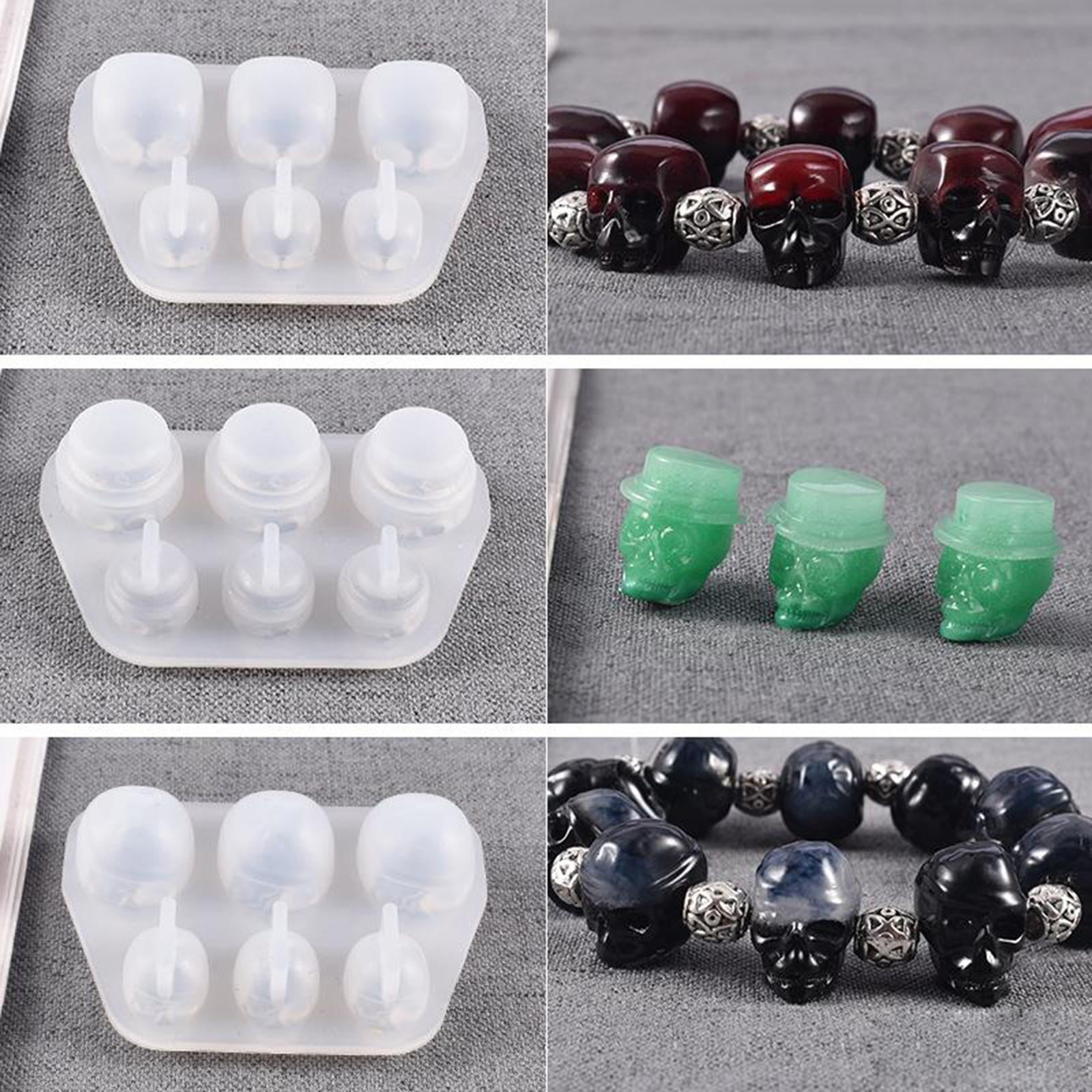 3Pcs/Set Skull Silicone Resin Skeleton Head Epoxy Casting for Halloween ...