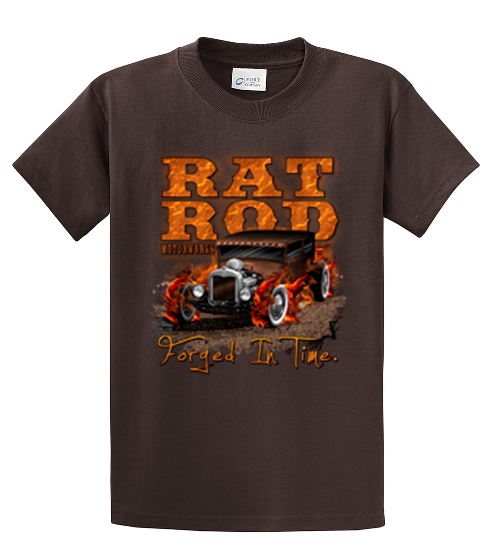 Rat Rod Tee Shirt Rat Rod with Flames Forged in Time Hotrod Racing ...