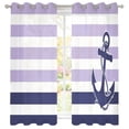 Blue Anchor Sheer Curtains 45 Inch Long 2 Panels, Costal Purple White ...