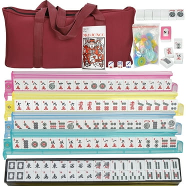 166 Tiles American Mahjong Set Black Soft Bag 4 Color Pushers/Racks ...