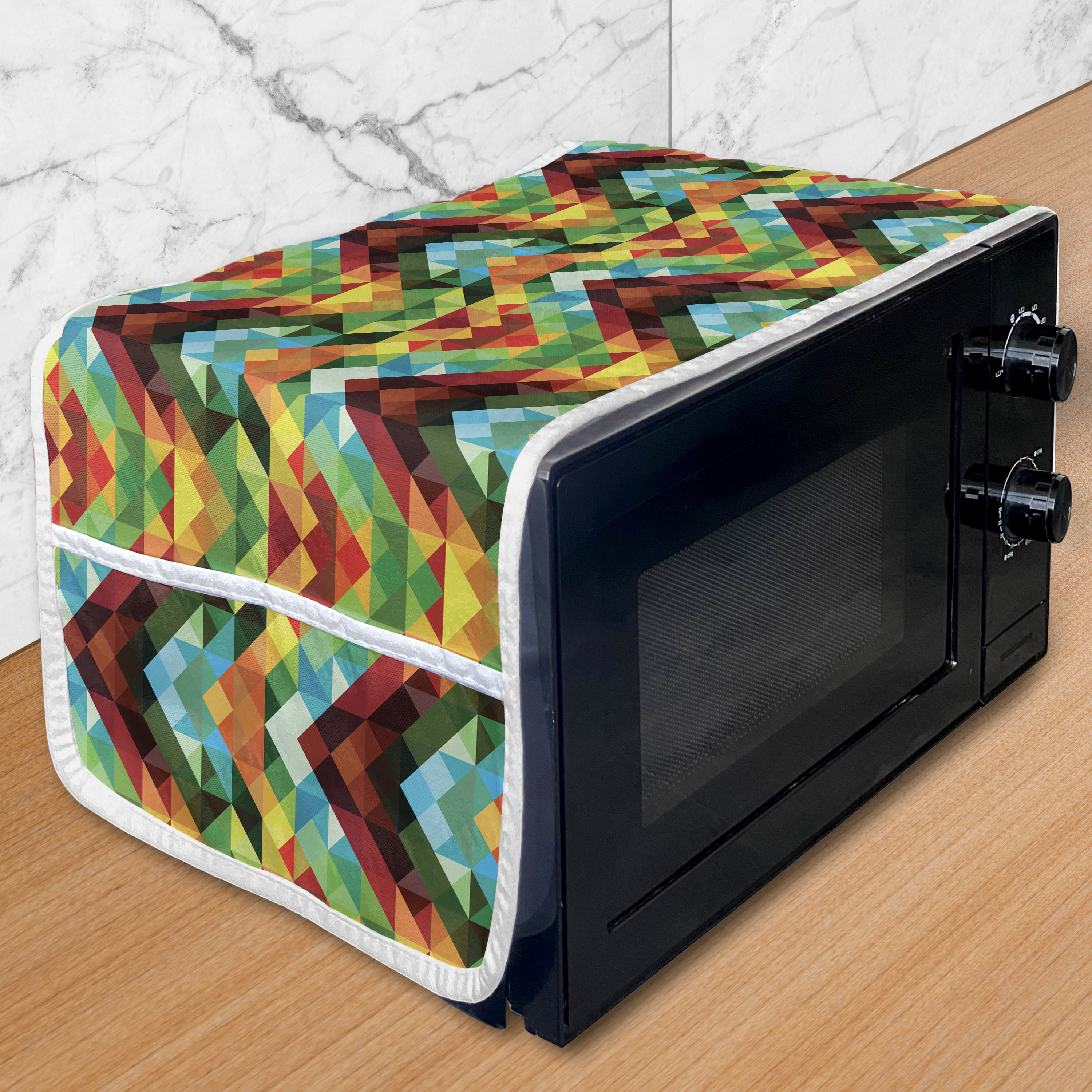 Colorful Microwave Oven Cover, Abstract Optic Effect Triangle Pattern ...