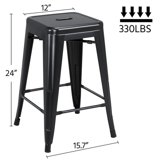 Topeakmart 24''Backless Stackable Bar Stools Metal Counter Height ...