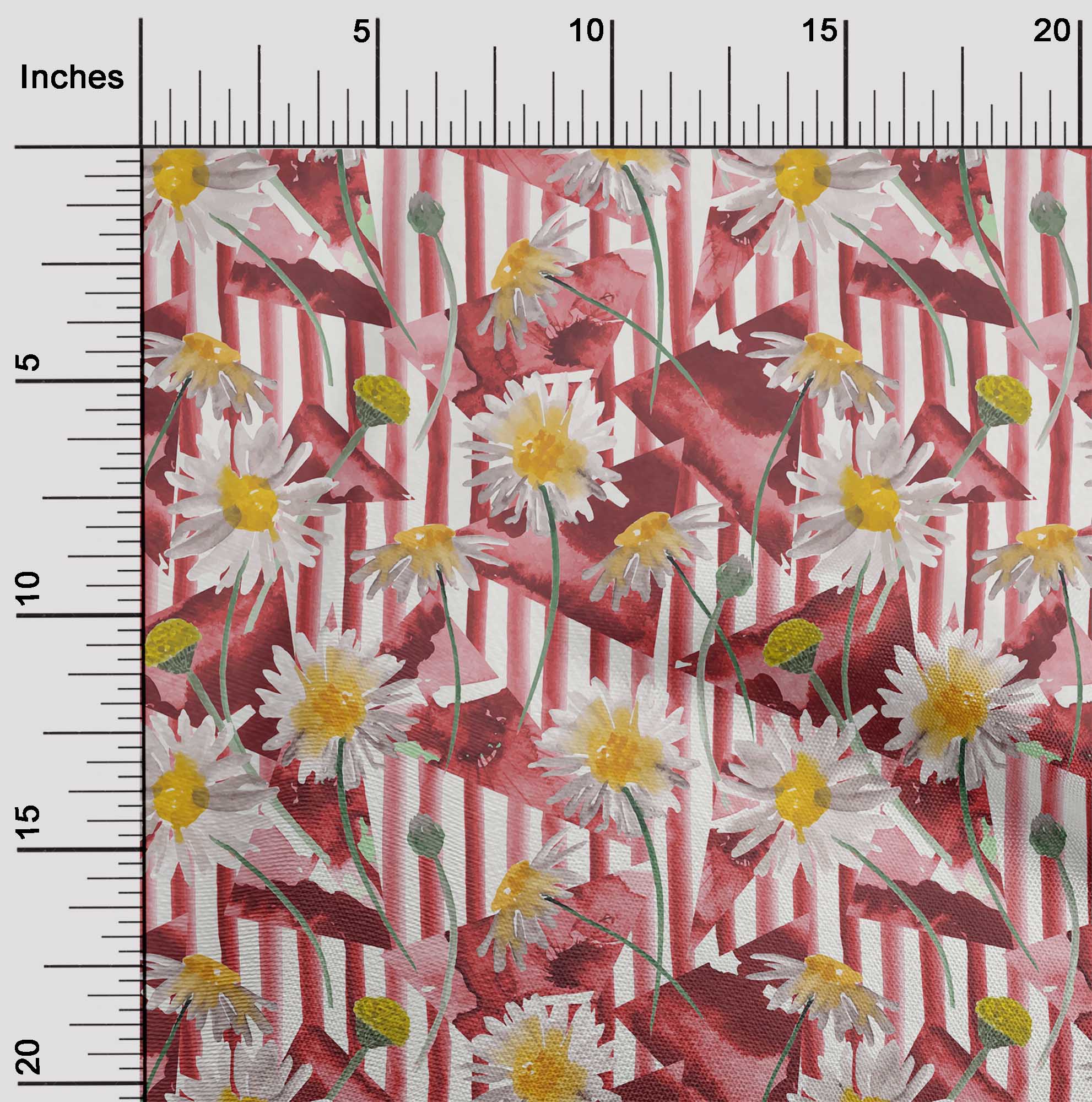 oneOone Cotton Flex Dark Peach Fabric Stripe|Triangle & Daisy Floral ...