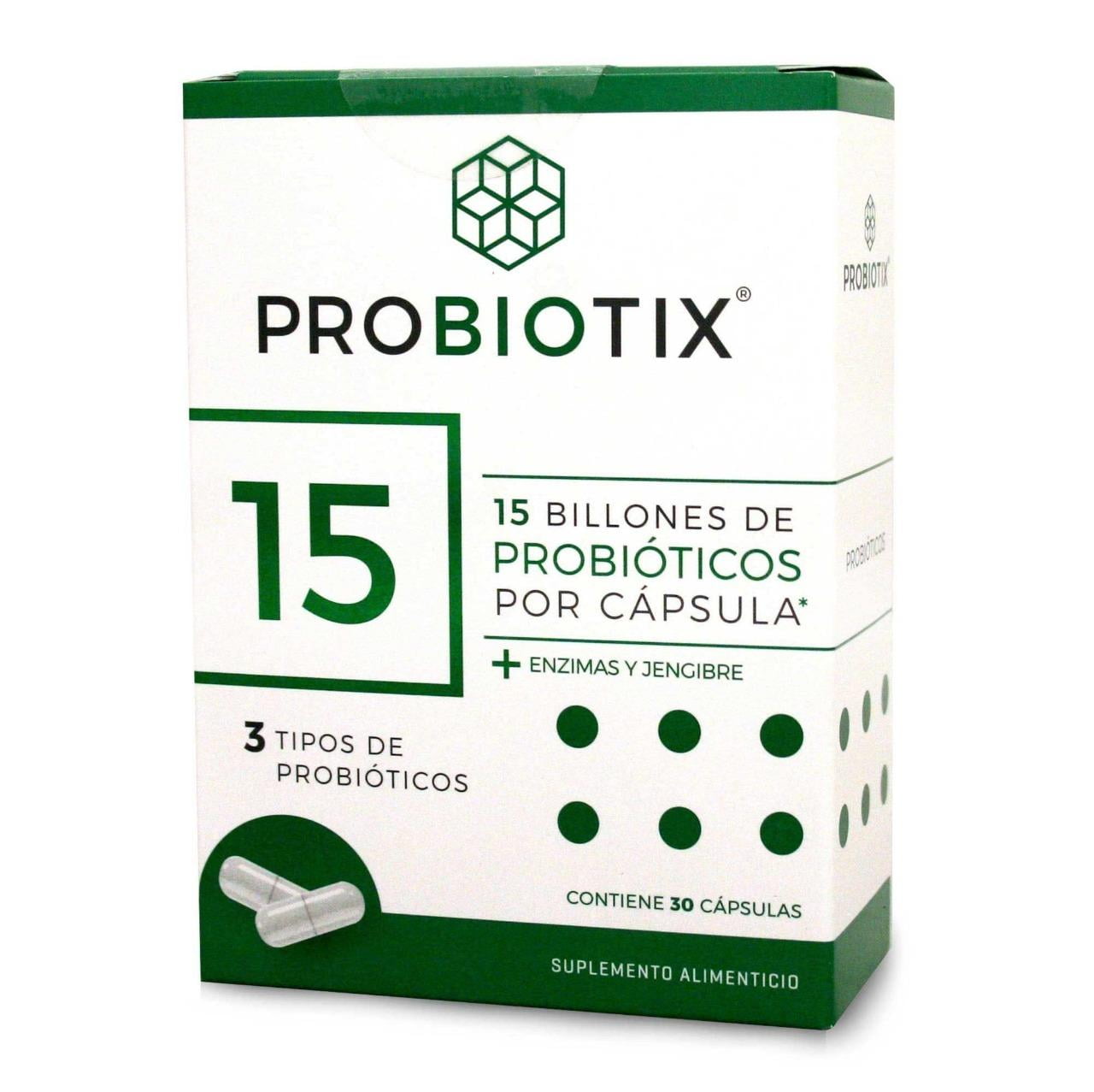 PROBIOTIX 15 BILLONES DE PROBIÓTICOS 3 CEPAS 30 CÁPSULAS SUPLEMENTO ...