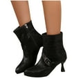 Black Women'S Ankle Boots Pointed Toe Side Zipper Stiletto Low Heel ...