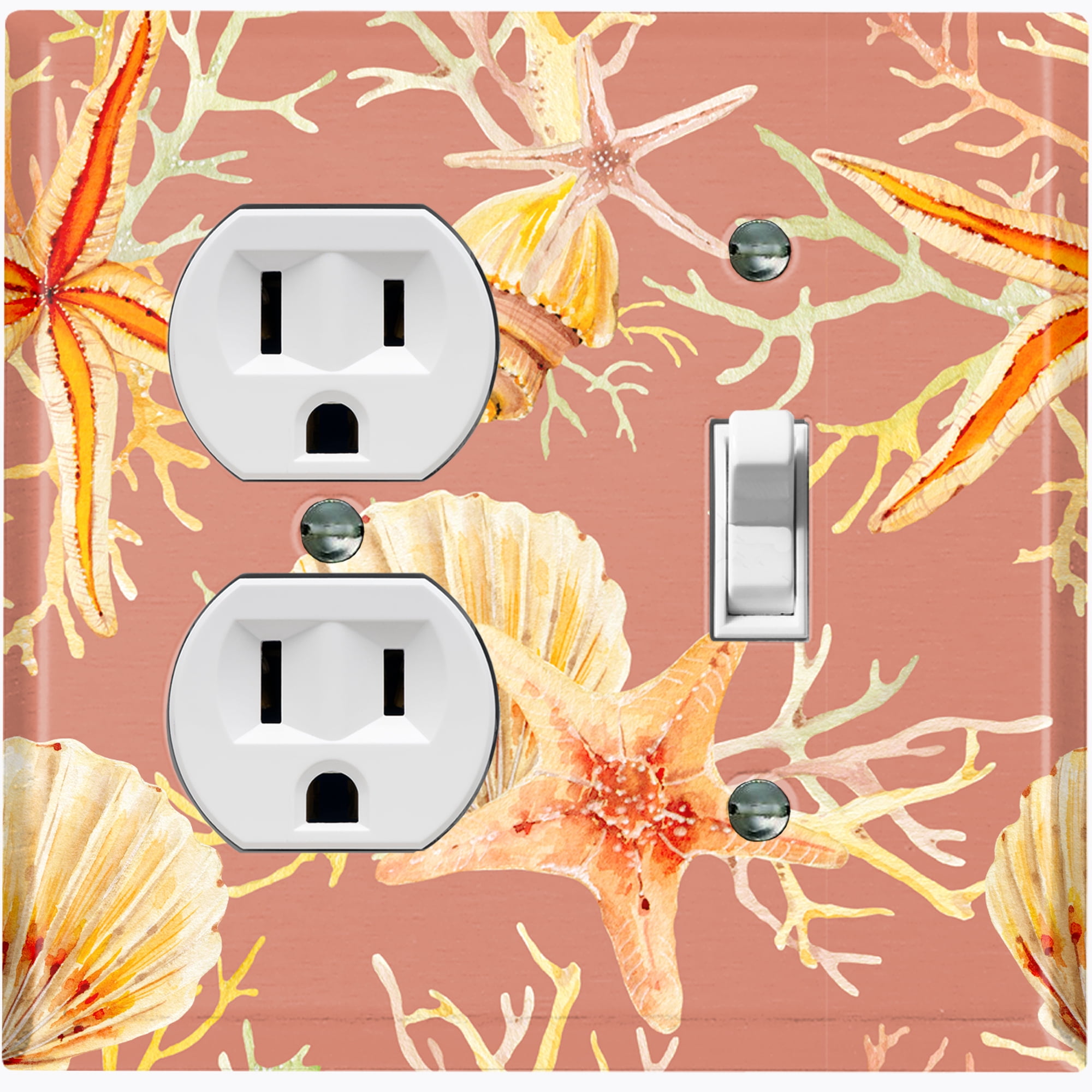 Metal Light Switch Wall Plate Outlet Cover (Ocean Sea Star Fish Shell ...
